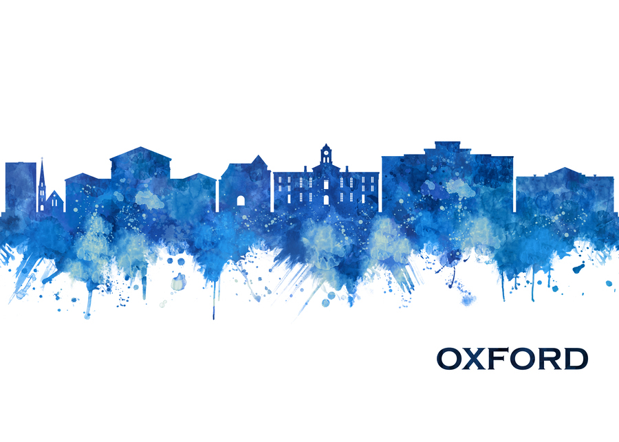Oxford Mississippi Skyline Blue by Towseef Dar Wall Art
