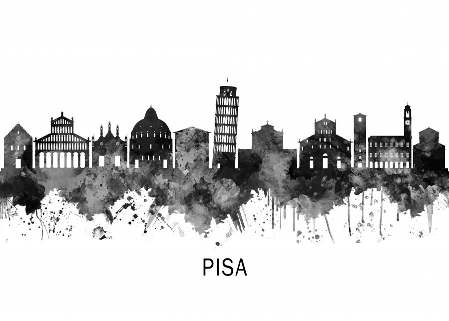 Pisa Italy Skyline BW by Towseef Dar Wall Art