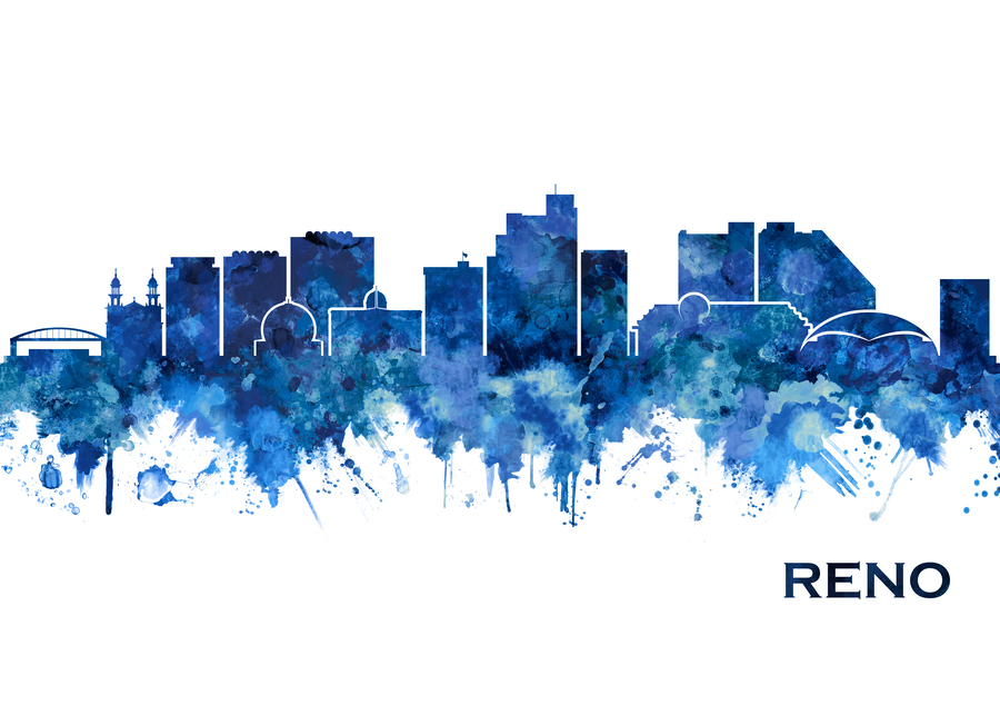 Reno Nevada Skyline Blue by Towseef Dar Wall Art