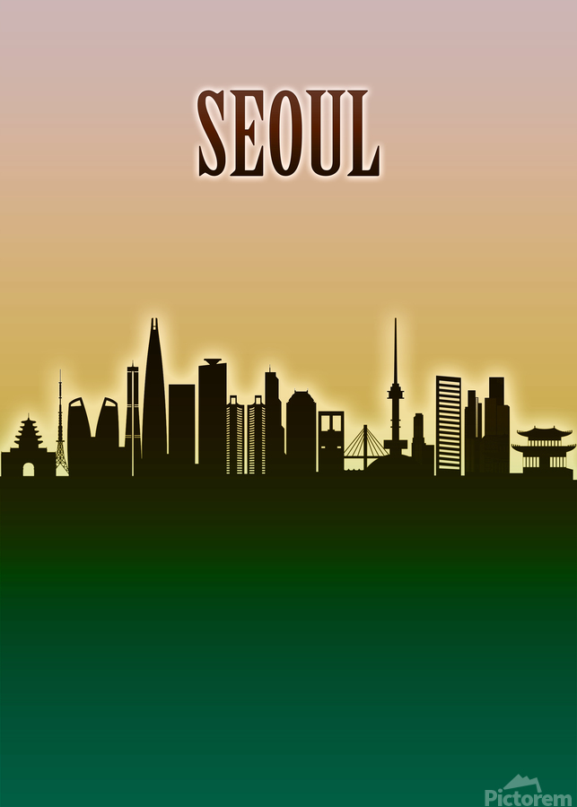Seoul Skyline Minimal by Towseef Dar Wall Art