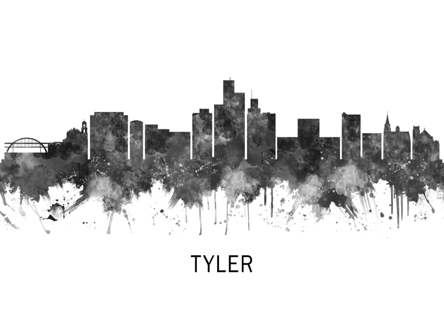 Tyler Texas Skyline BW by Towseef Dar Wall Art