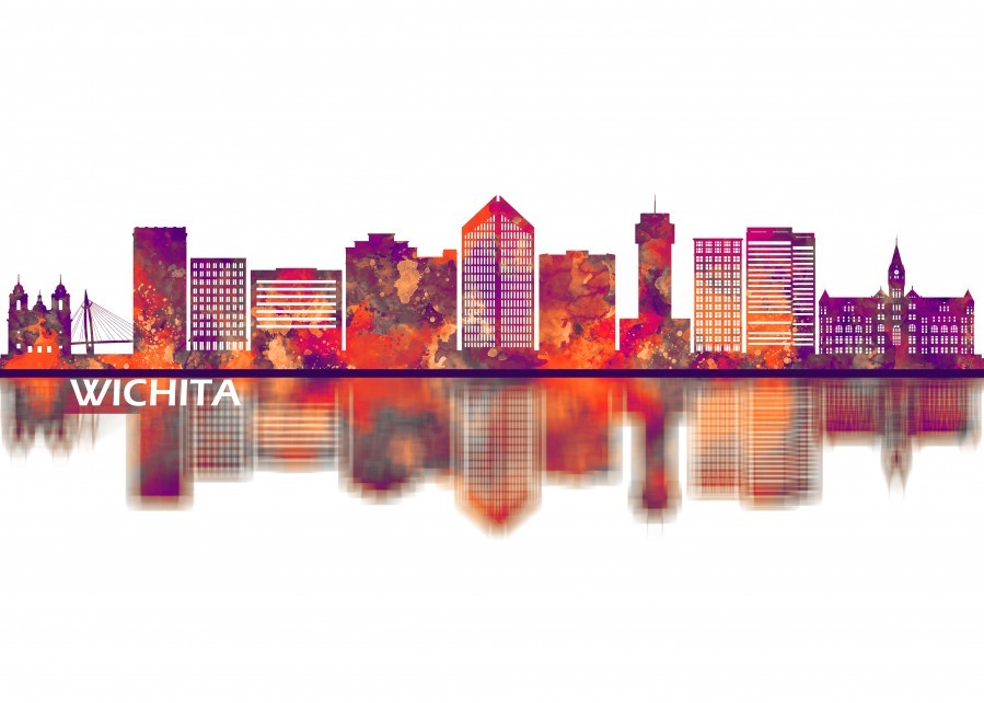 Wichita Kansas Skyline by Towseef Dar Wall Art
