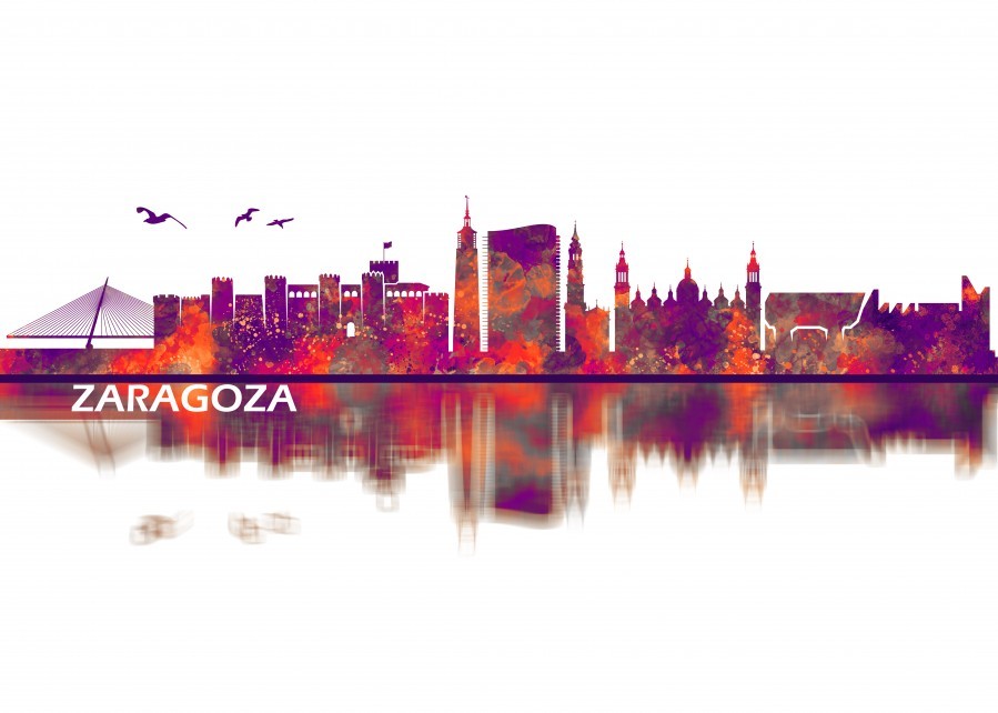 Zaragoza Spain Skyline by Towseef Dar Wall Art
