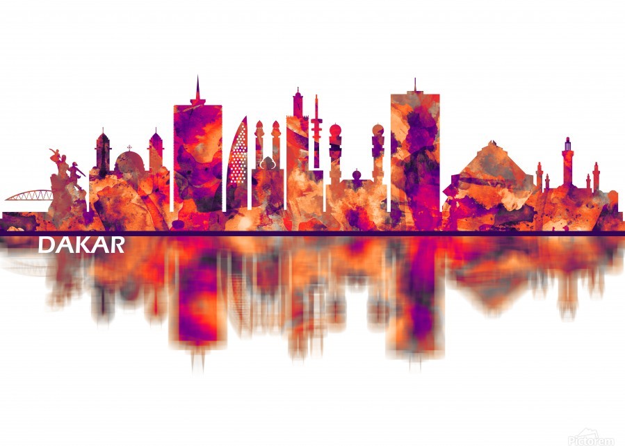 Dakar Senegal Skyline by Towseef Dar Wall Art