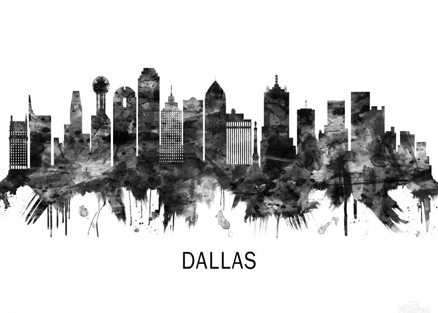Dallas Texas Skyline BW by Towseef Dar Wall Art