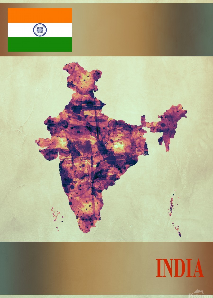 India Map with Flag by Towseef Dar Wall Art