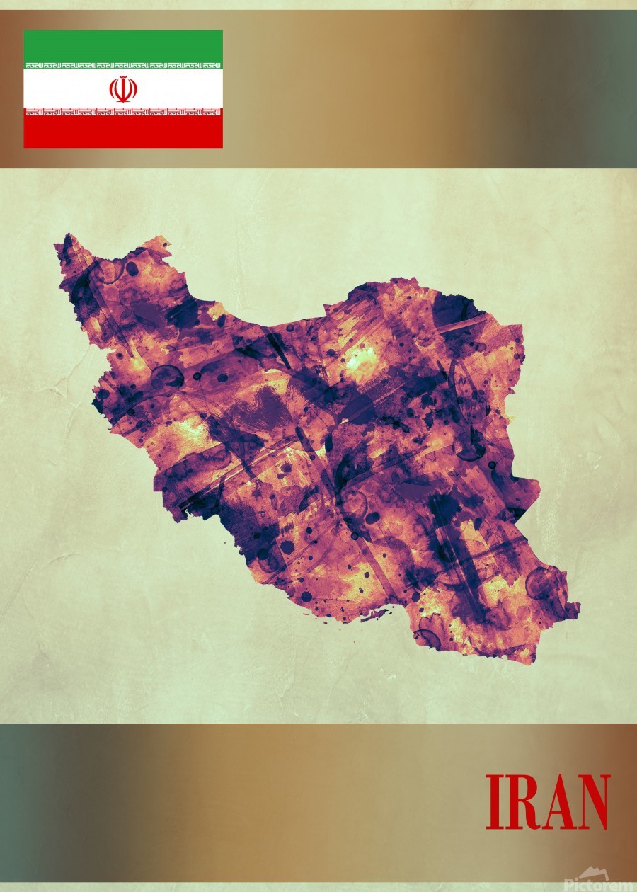 Iran Map with Flag by Towseef Dar Wall Art