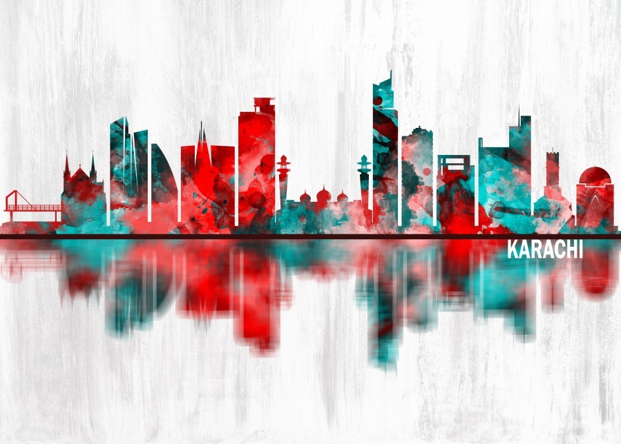 Karachi Pakistan Skyline by Towseef Dar Wall Art