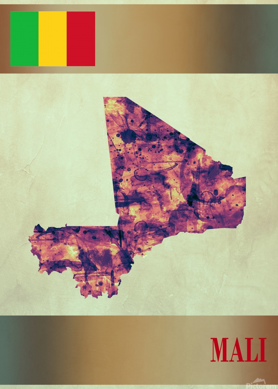 Mali Map with Flag by Towseef Dar Wall Art