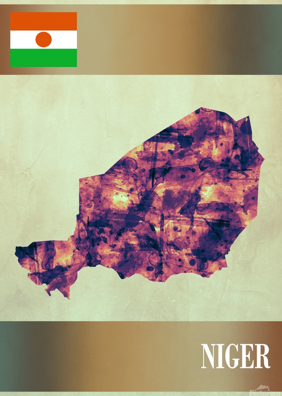 Niger Map with Flag by Towseef Dar Wall Art