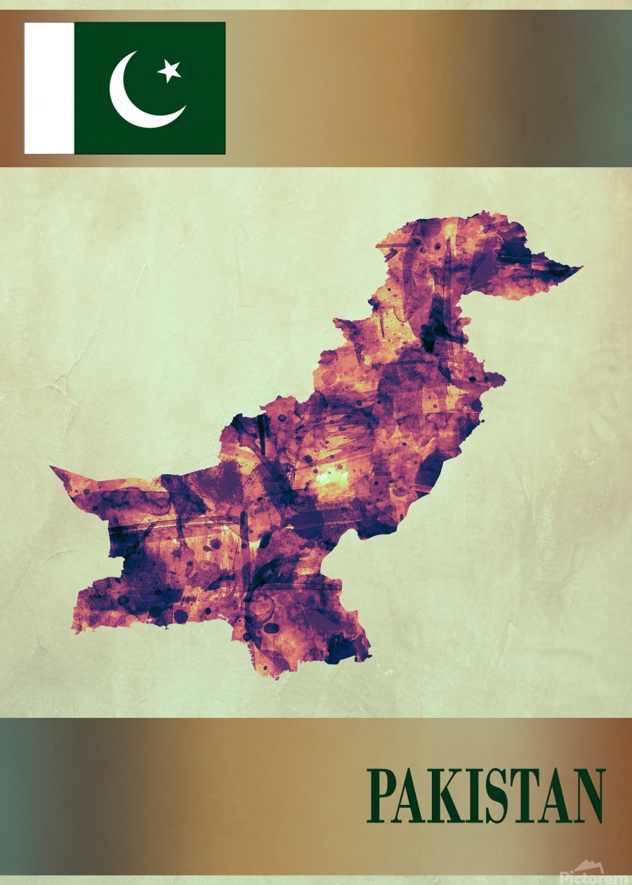 Pakistan Map with Flag by Towseef Dar Wall Art