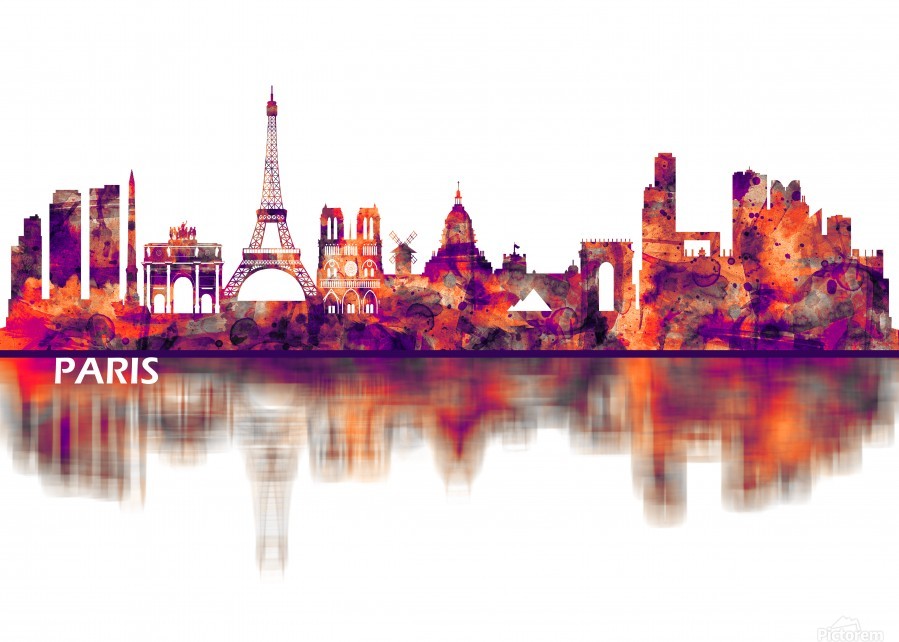 Paris France Skyline by Towseef Dar Wall Art