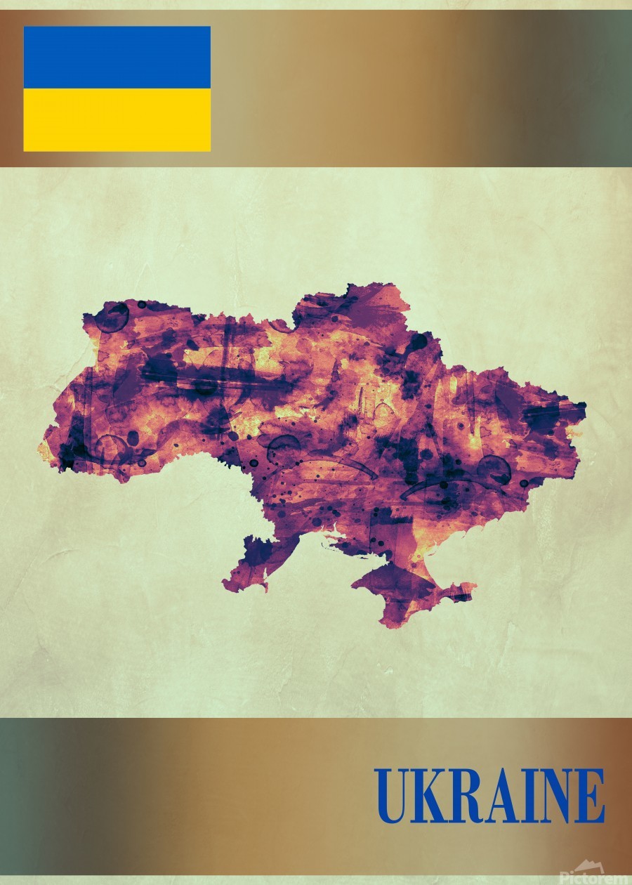 Ukraine Map with Flag by Towseef Dar Wall Art
