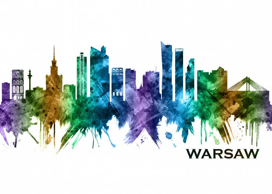 Warsaw Poland Skyline by Towseef Dar Wall Art