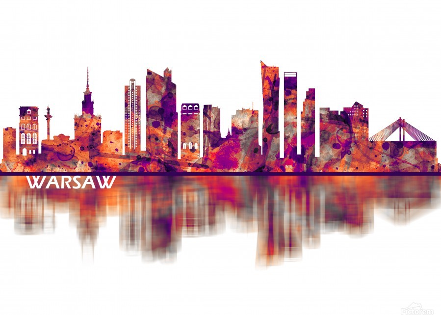 Warsaw Poland Skyline by Towseef Dar Wall Art