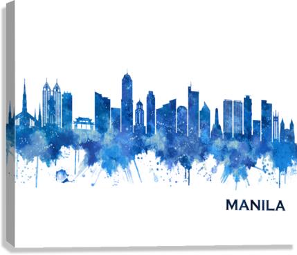 Manila Philippines Skyline Blue by Towseef Dar Wall Art