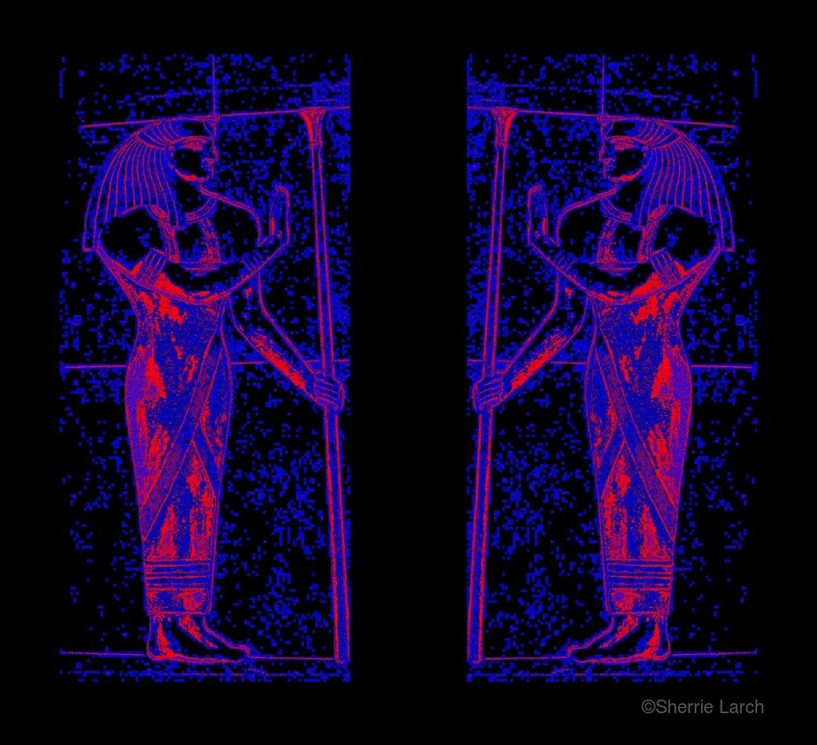 Egyptian Priests In Red And Blue 1 by Sherrie Larch Wall Art