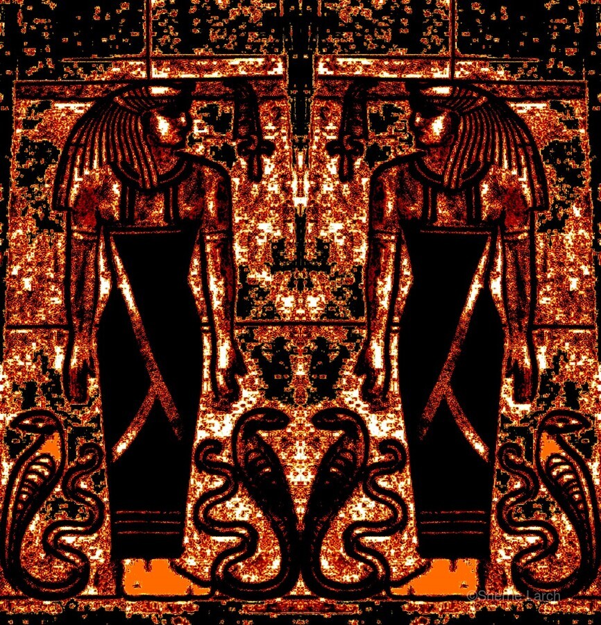 Egyptian Priests And Snakes In Gold And Black 1 by Sherrie Larch Wall Art