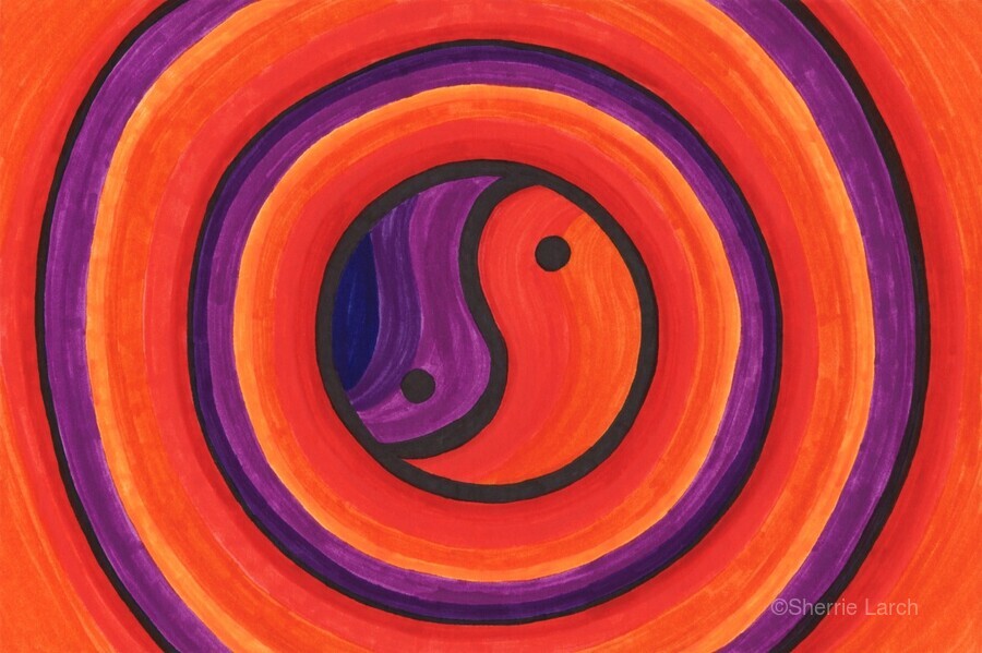 Yin And Yang Psychedelic Beat 1 by Sherrie Larch Wall Art