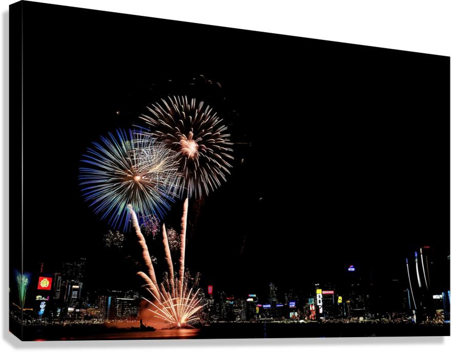 Many flashing fireworks with night cityscape back by Gheorghe Stanescu ...