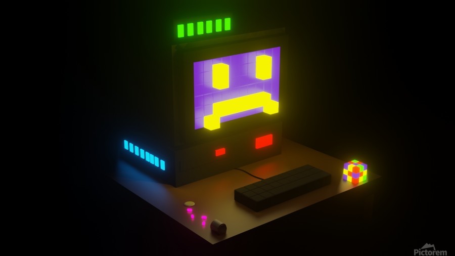 Sad Computer by Devil Ish Wall Art