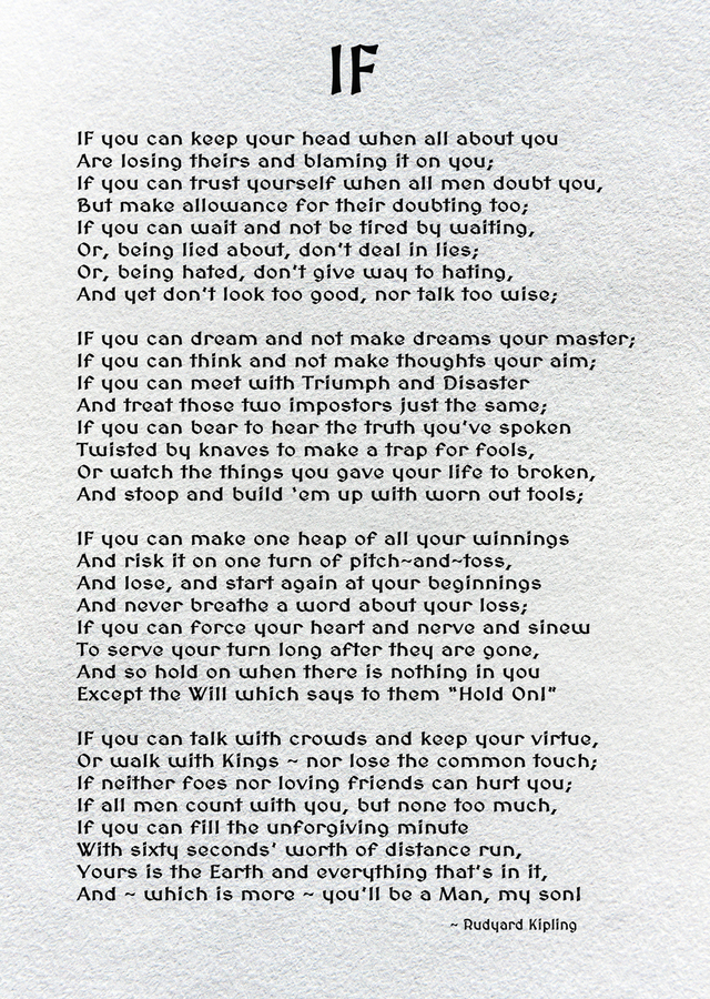 The Poem IF By Rudyard Kipling by HH Photography of Florida Wall Art