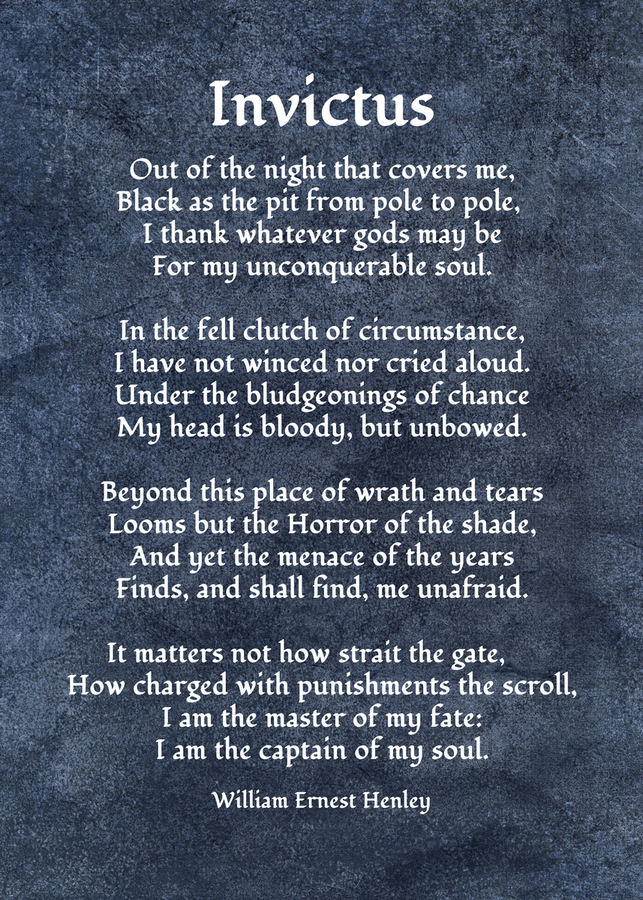 Invictus By William Ernest Henley by HH Photography of Florida Wall Art