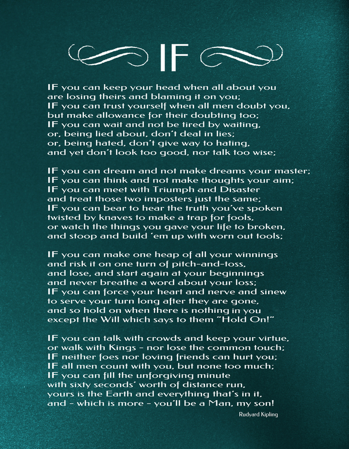 IF Poem By Rudyard Kipling by HH Photography of Florida Wall Art