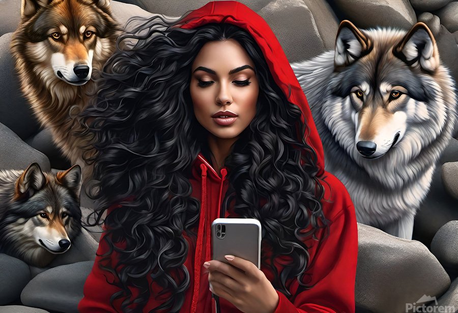 RED RIDING HOOD AND WOLF PORTRAIT IMG 5954 BIG. by NikaLim Wall Art