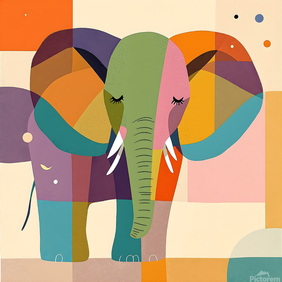 Sacred Elephant Soft Vibrant Spirit Balance by HASAG Wall Art