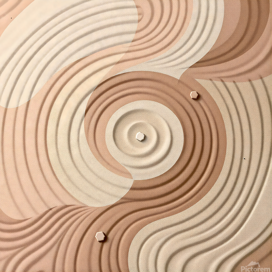 Zen Garden Raked Sand Modern Minimal Texture by HASAG Wall Art