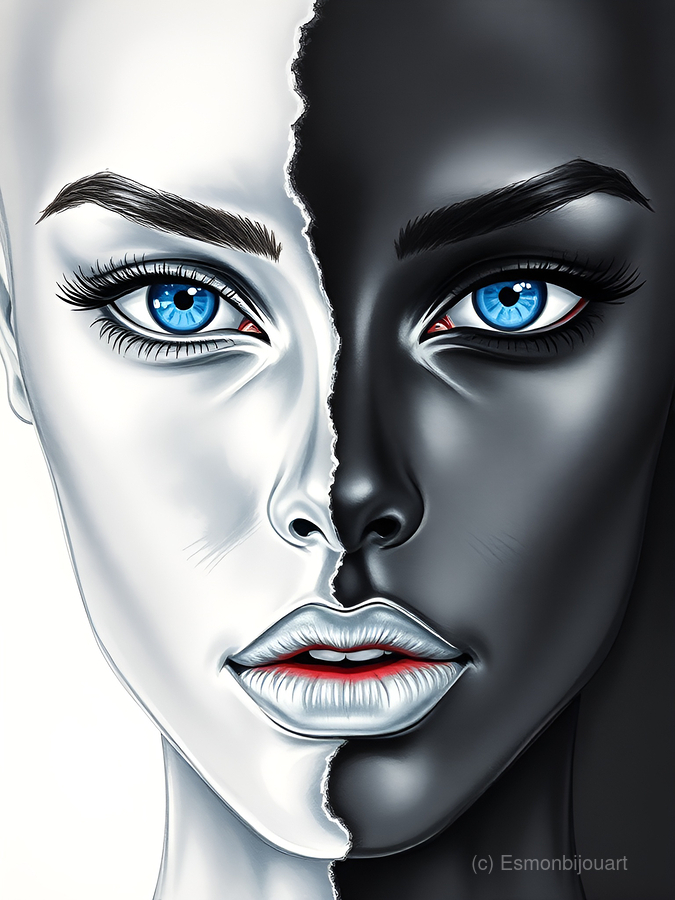 Dual Tone Face 48 by Esmonbijouart Wall Art