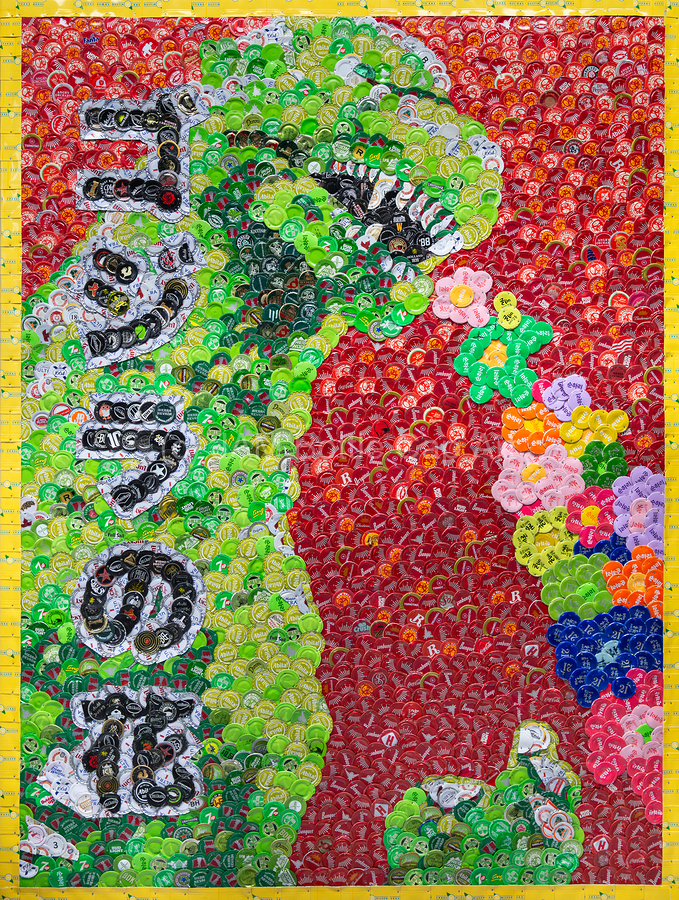 Godzilla border by JAM Bottle Cap Art Wall Art