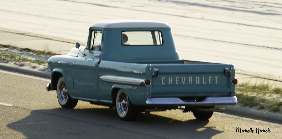 Light Blue Chevy Truck by Michelle Nichols Wall Art