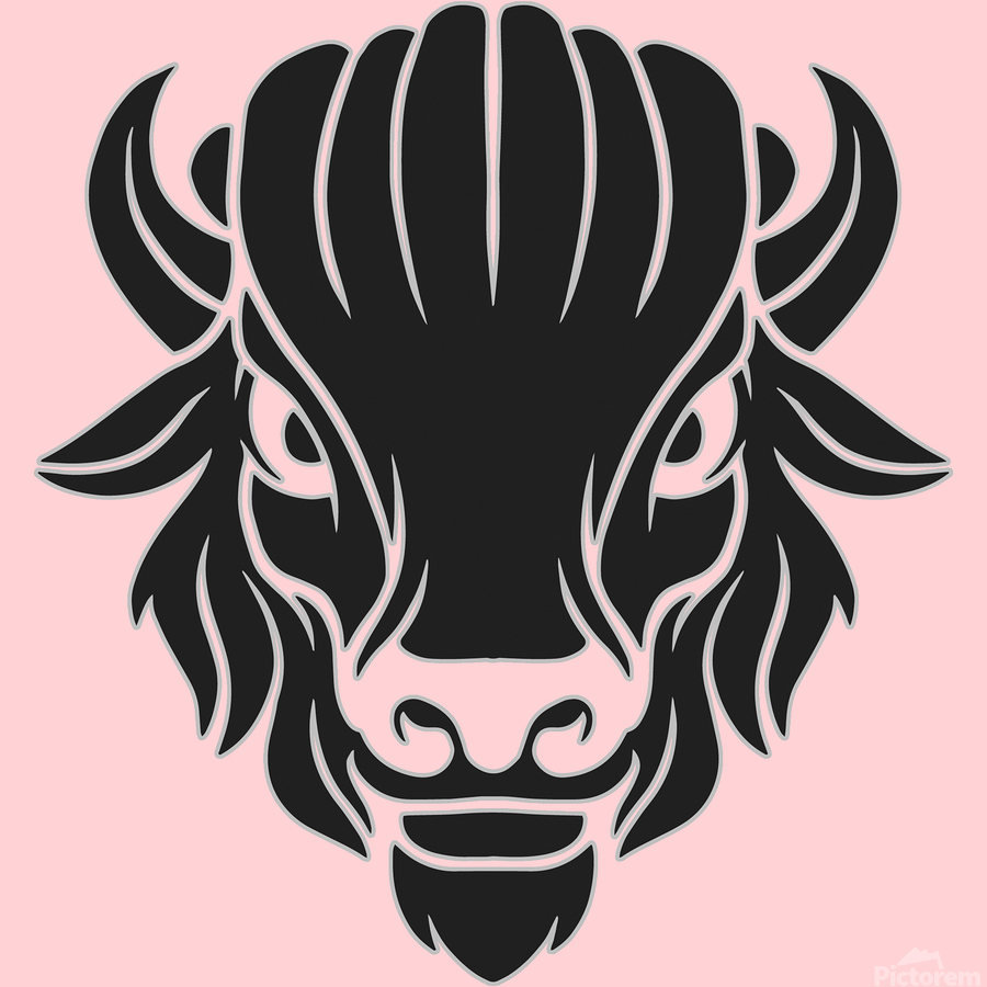Bison head black by Bayu Perkasa Wall Art