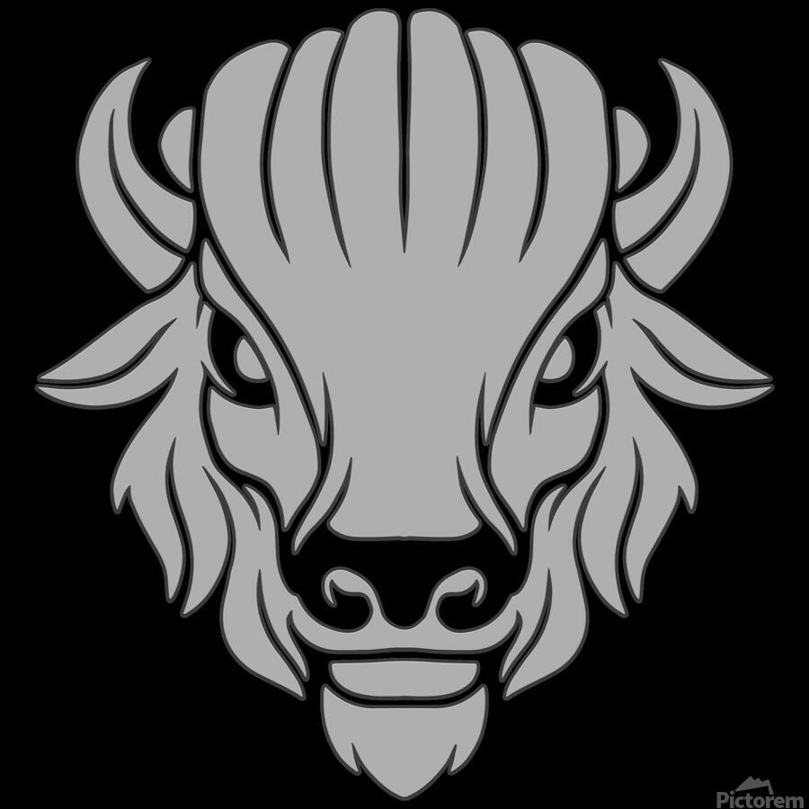 Bison head white by Bayu Perkasa Wall Art
