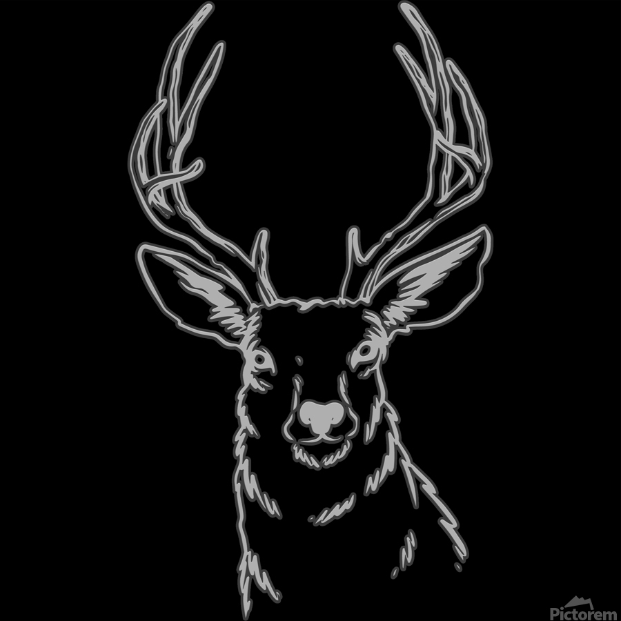 Deer head illustration white by Bayu Perkasa Wall Art