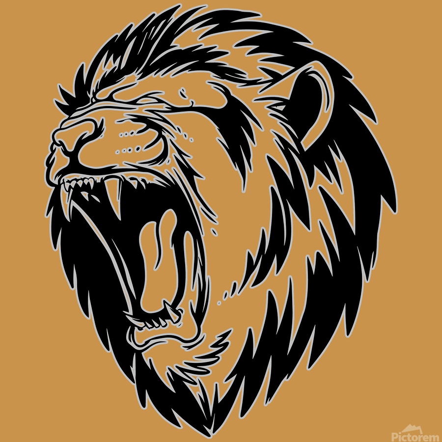 The lion black roar by Bayu Perkasa Wall Art