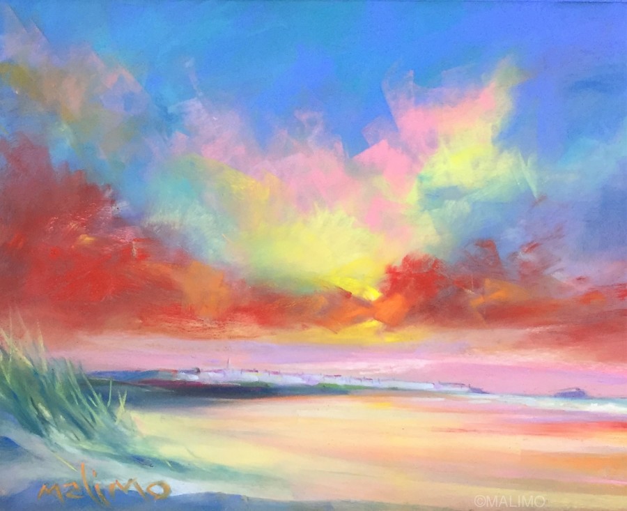 tenby from southern beach by MALIMO Wall Art