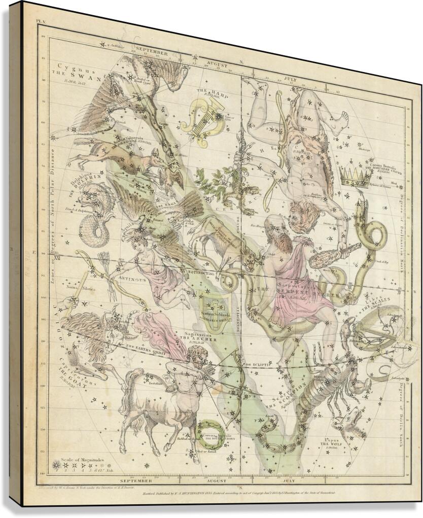 1853 Burritts southern circumpolar map for each month of the year ...