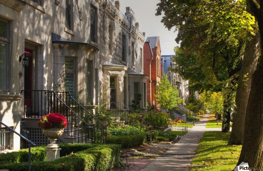 Apartment buildings along city street; Montreal, Quebec, Canada by ...