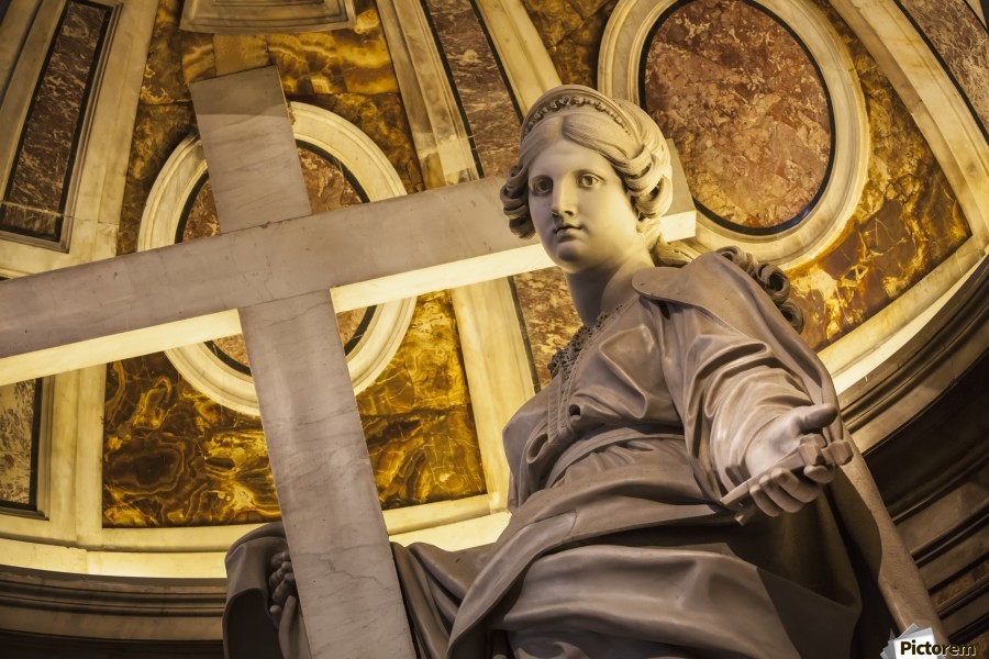 Statue of Saint Helena with a cross, St. Peter's Basilica; Rome, Italy ...