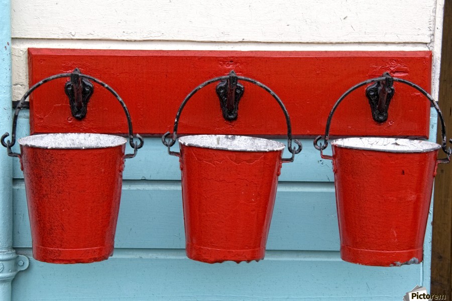 Three Red Buckets by PacificStock Wall Art