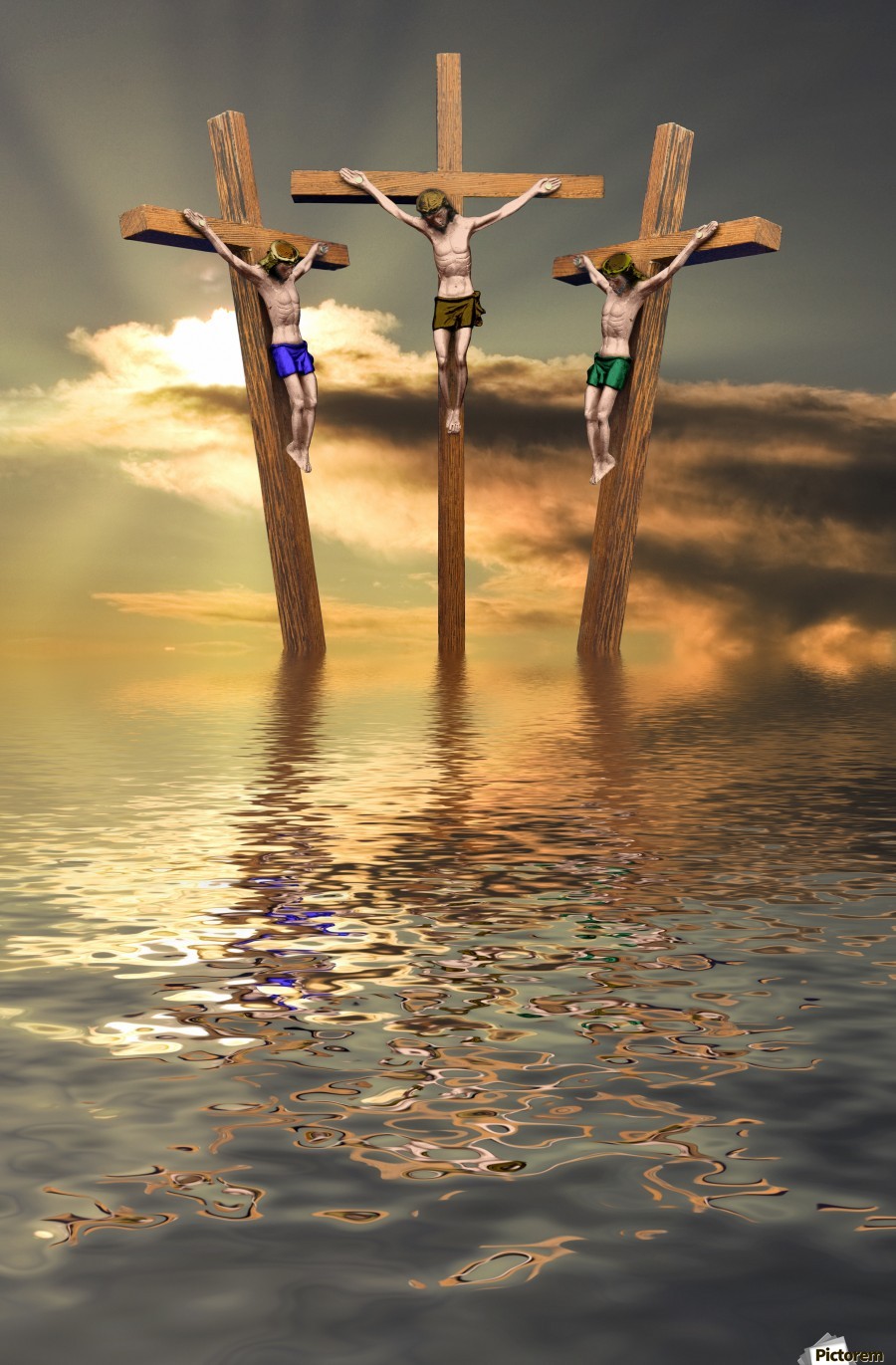 Jesus And Two Thieves On The Cross by PacificStock Wall Art
