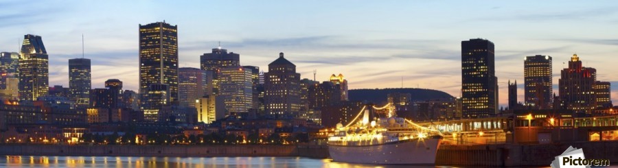 Montreal Skyline At Dusk; Montreal, Quebec, Canada by PacificStock Wall Art