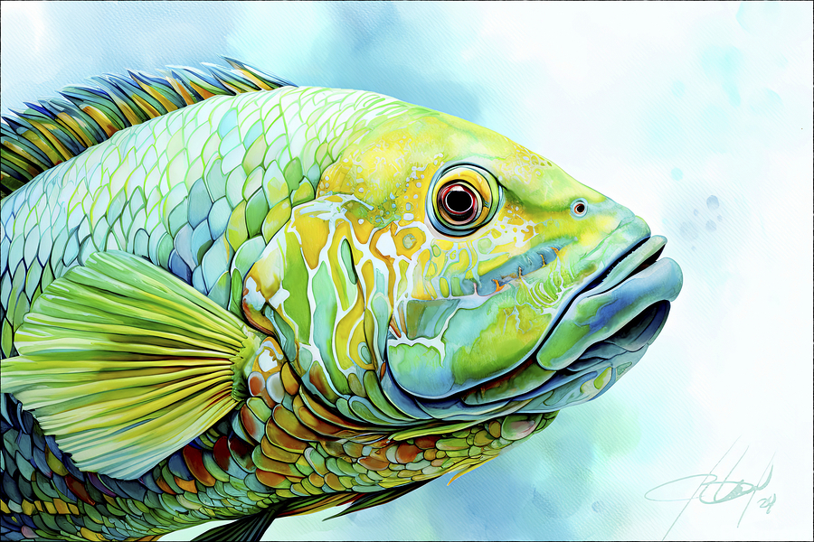 parrot fish by George Bloise Wall Art
