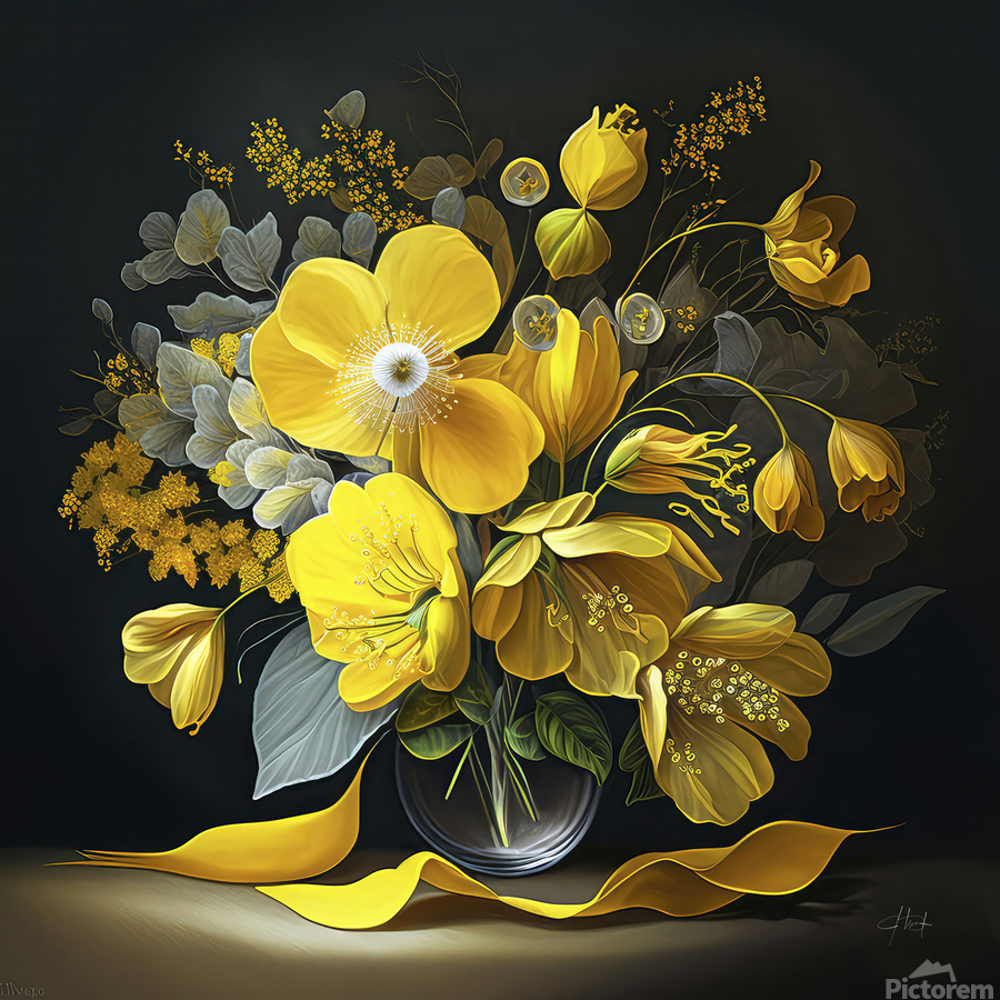 yellow flowers art by George Bloise Wall Art