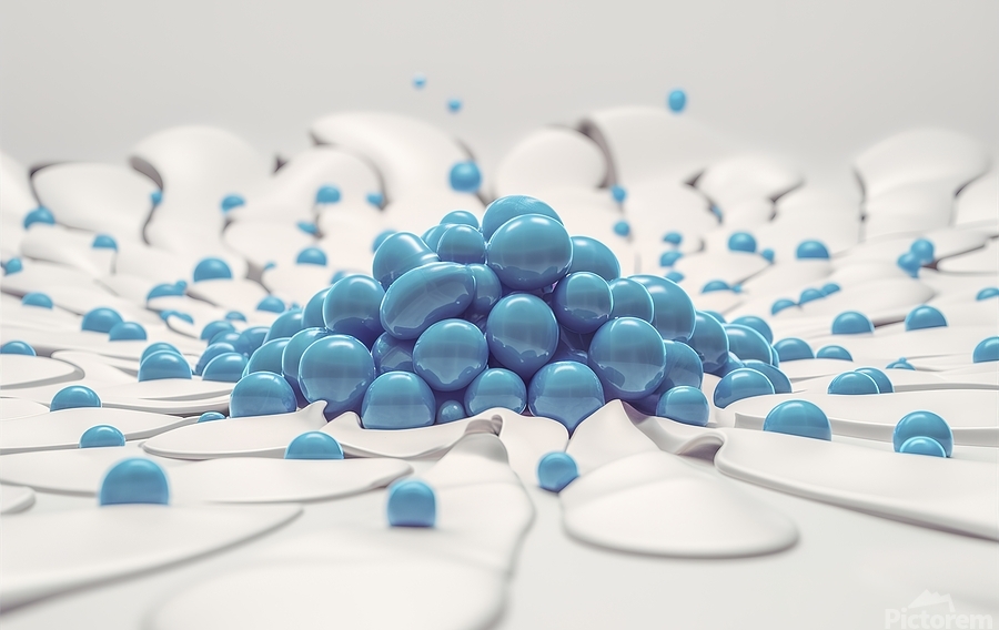 Blue plastic polymer granules on a white background 3d illustration by ...