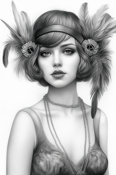 1920s Woman Drawing