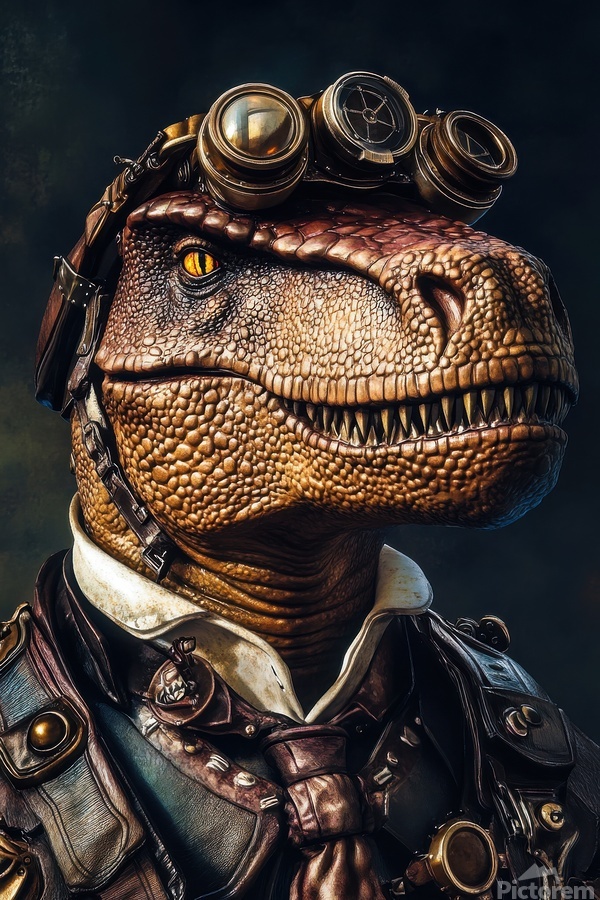 Steampunk Animal - Cool T-Rex Dinosaur by Matthias Hauser Wall Art